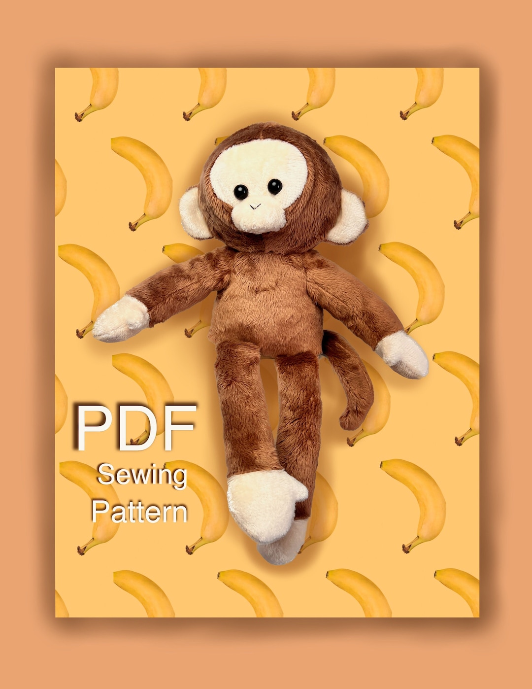 Monkey Plushy Toy Sewing Pattern, Tutorial DIY Stuffed Toy Monkey - Etsy