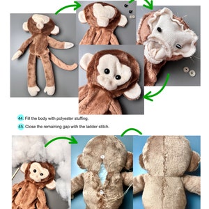 Monkey Plushy Toy Sewing Pattern, Tutorial DIY Stuffed Toy Monkey - Etsy