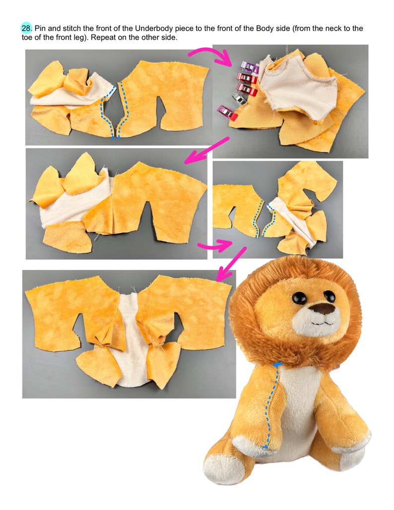 Lion PDF Sewing Pattern Stuffed Animal DIY Plush Toy Sewing - Etsy