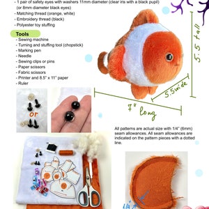 Clown Fish Plushy Toy Sewing Pattern, Stuffed Fish Tutorial - Etsy