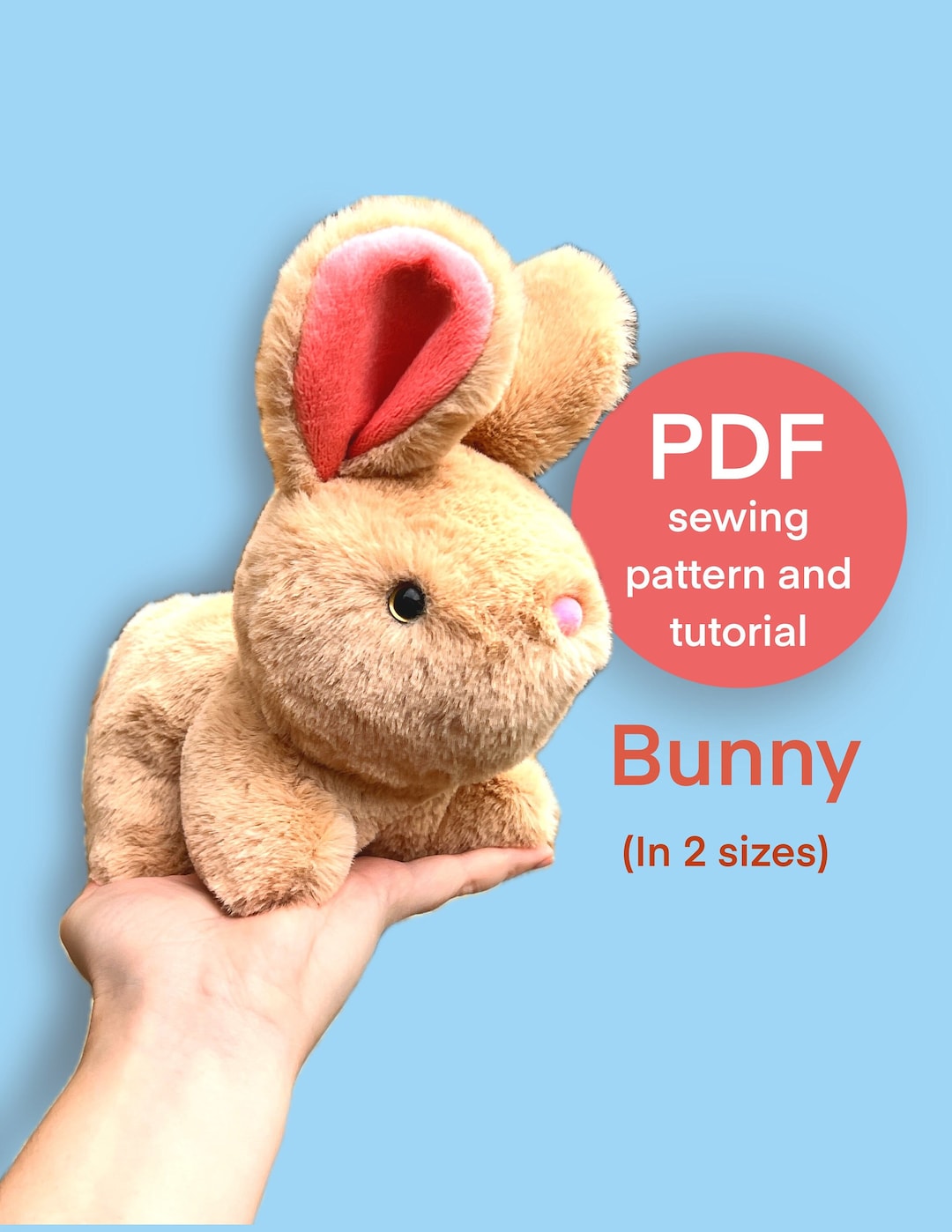 Bunny Plushy Toy Sewing Pattern, Stuffed Bunny Pattern 2 Sizes - Etsy
