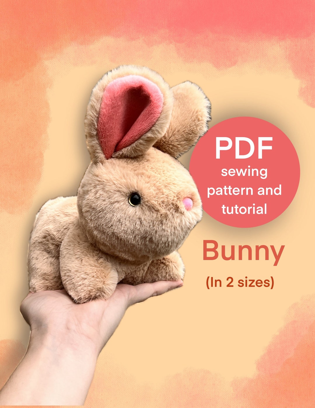 Bunny Plushy Toy Sewing Pattern Stuffed Bunny Pattern 2 Sizes - Etsy