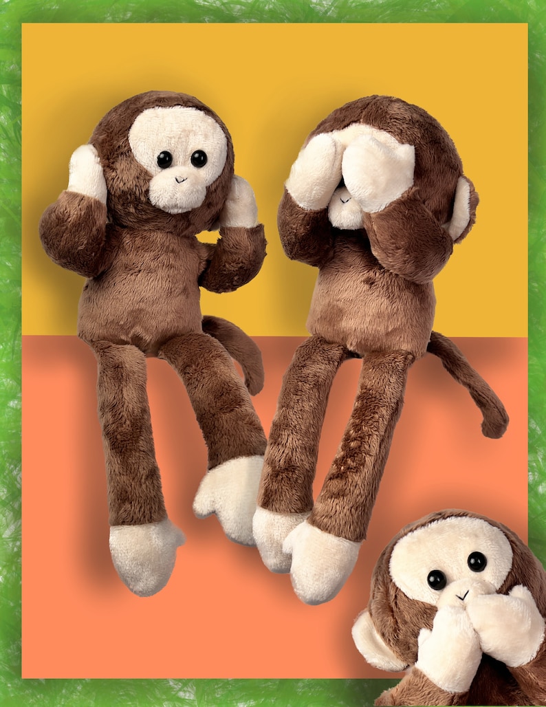 Monkey Plushy Toy Sewing Pattern Tutorial DIY Stuffed Toy - Etsy