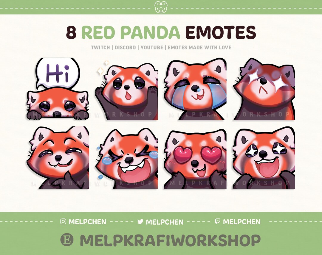 RED PANDA EMOTES (8) | Twitch | Discord | Youtube | Adorable Red Panda ...