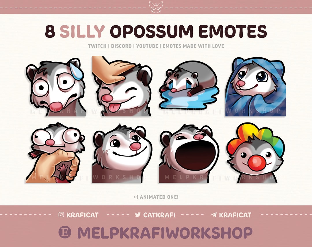 SILLY OPOSSUM EMOTES (8) | Twitch | Discord | Youtube | Silly Opossum ...