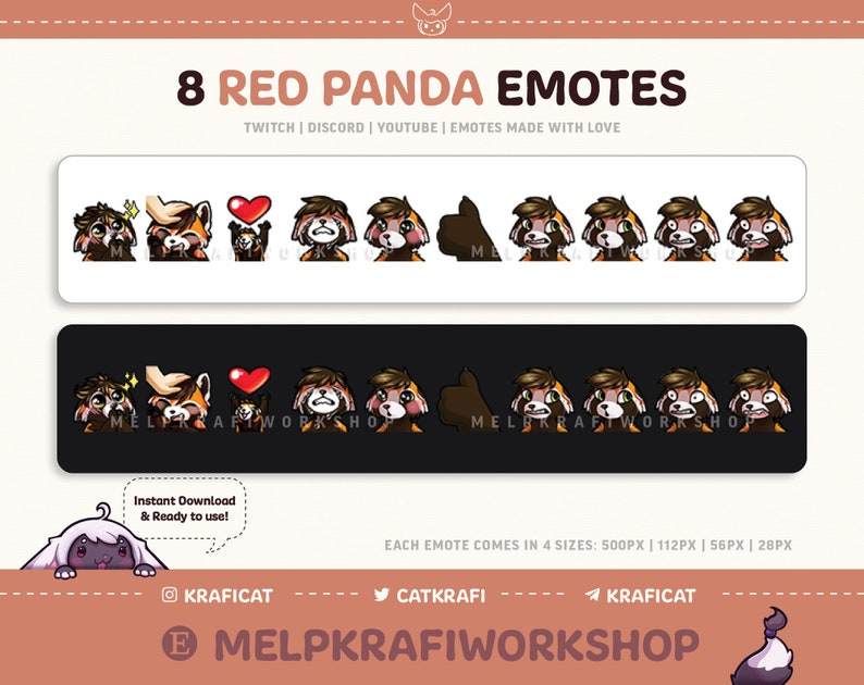 RED PANDA EMOTES (7) | Twitch | Discord | Youtube | Furry Red Panda ...