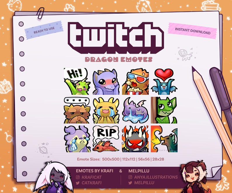 DRAGON EMOTES 12 Twitch Discord Youtube Delightful - Etsy