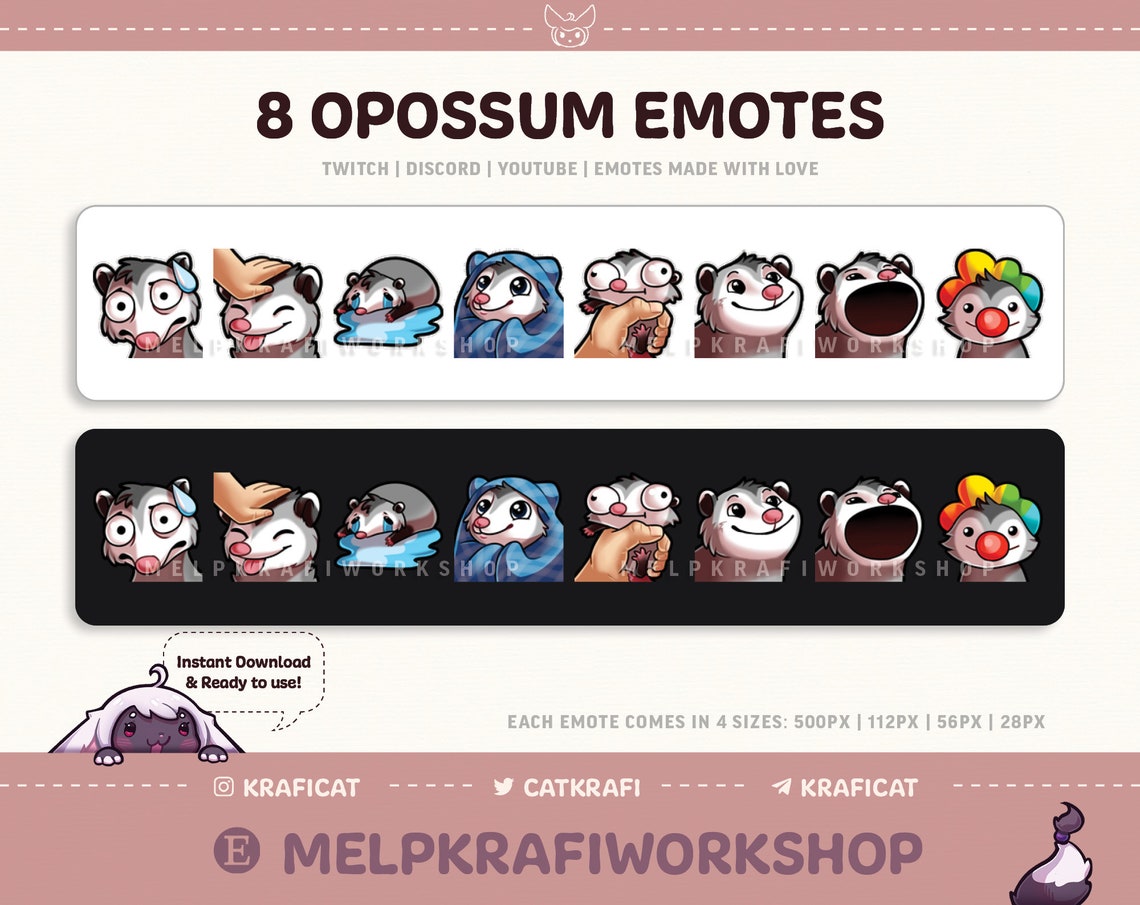 SILLY OPOSSUM EMOTES (8) | Twitch | Discord | Youtube | Silly Opossum ...