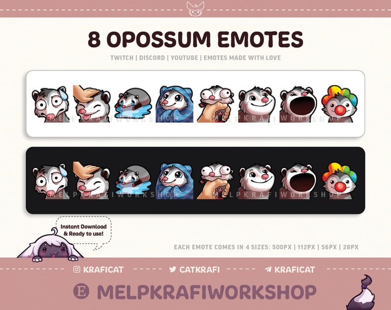 SILLY OPOSSUM EMOTES (8) | Twitch | Discord | Youtube | Silly Opossum ...