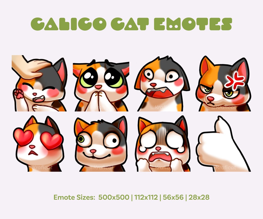 CALICO CAT EMOTES 8 Twitch Discord Youtube Cute Cat Emote Pack - Etsy
