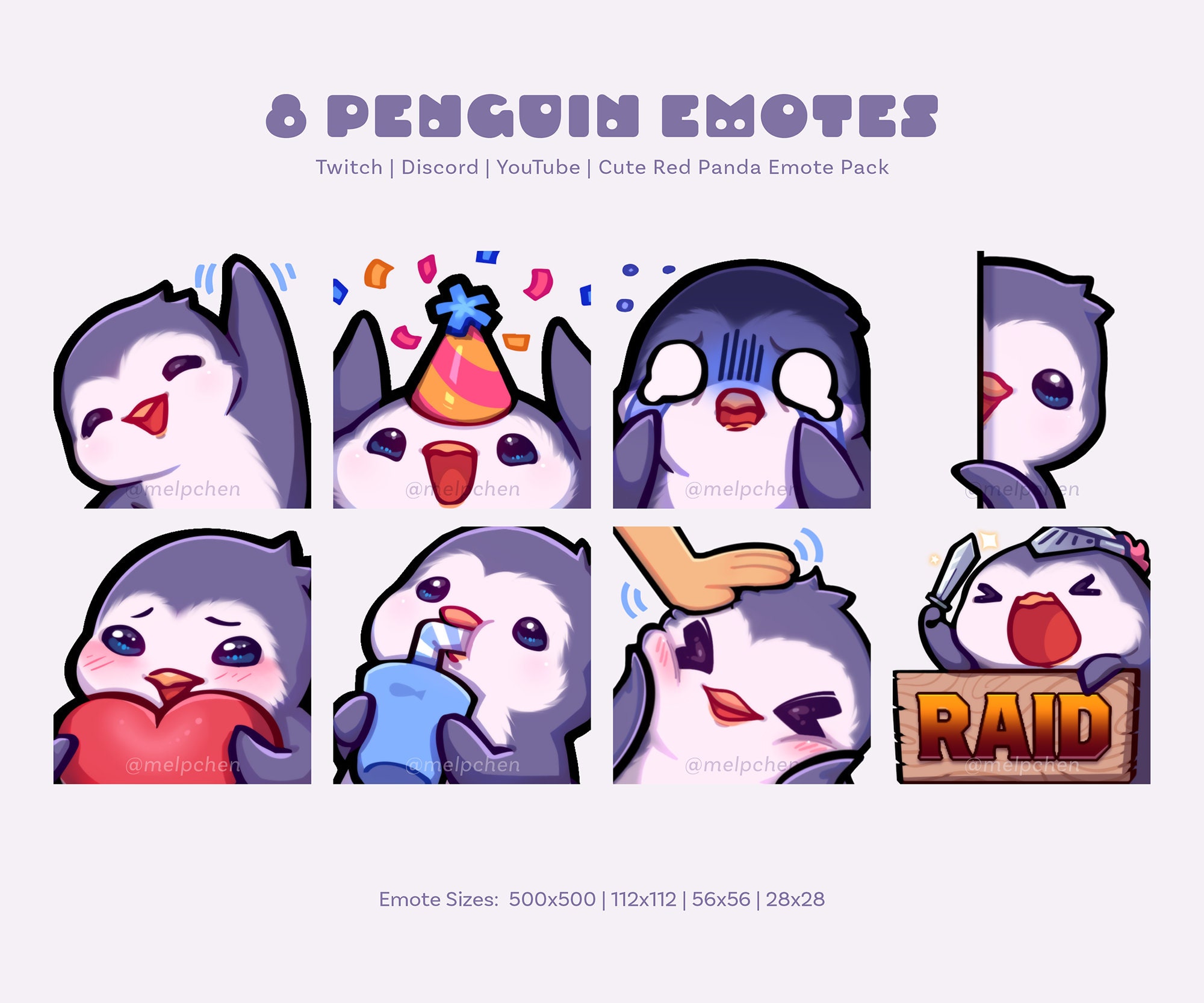PENGUIN EMOTES 8 Twitch Discord Youtube Cute Penguin Emote Pack - Etsy