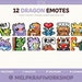 DRAGON EMOTES (12) | Twitch | Discord | Youtube | Colorful Dragon Emote ...