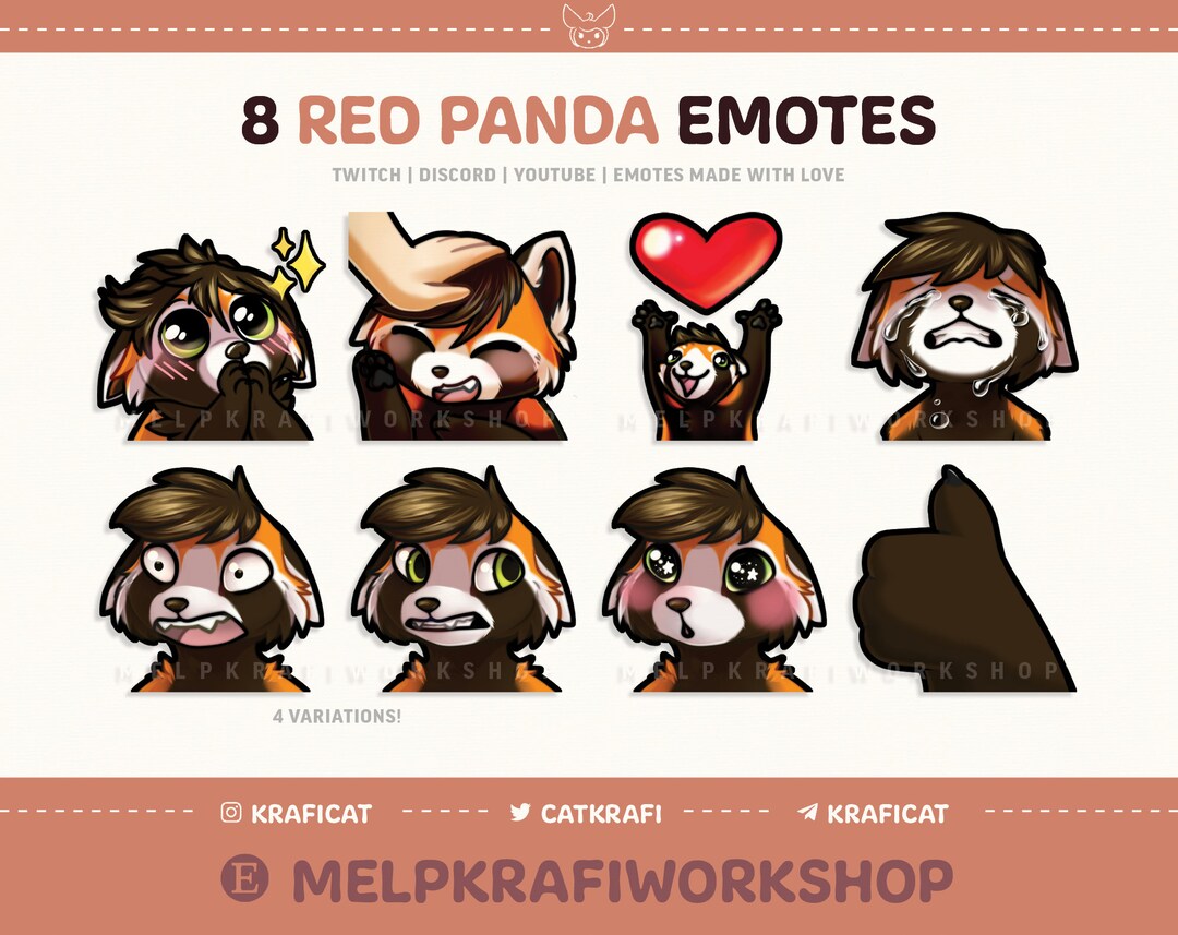 RED PANDA EMOTES (7) | Twitch | Discord | Youtube | Furry Red Panda ...