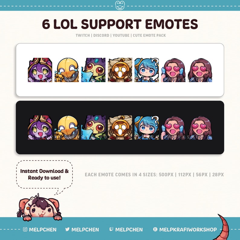 LOL SUPPORT EMOTES 6 Twitch Discord Youtube Cute League of Legends ...