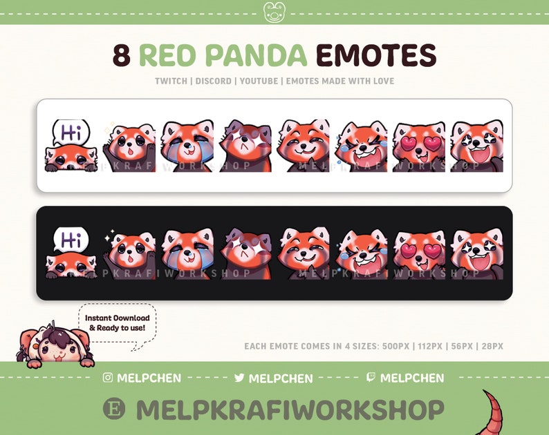 RED PANDA EMOTES (8) | Twitch | Discord | Youtube | Adorable Red Panda ...