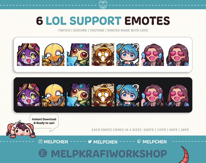 LOL SUPPORT EMOTES (6) | Twitch | Discord | Youtube | Cute League of ...