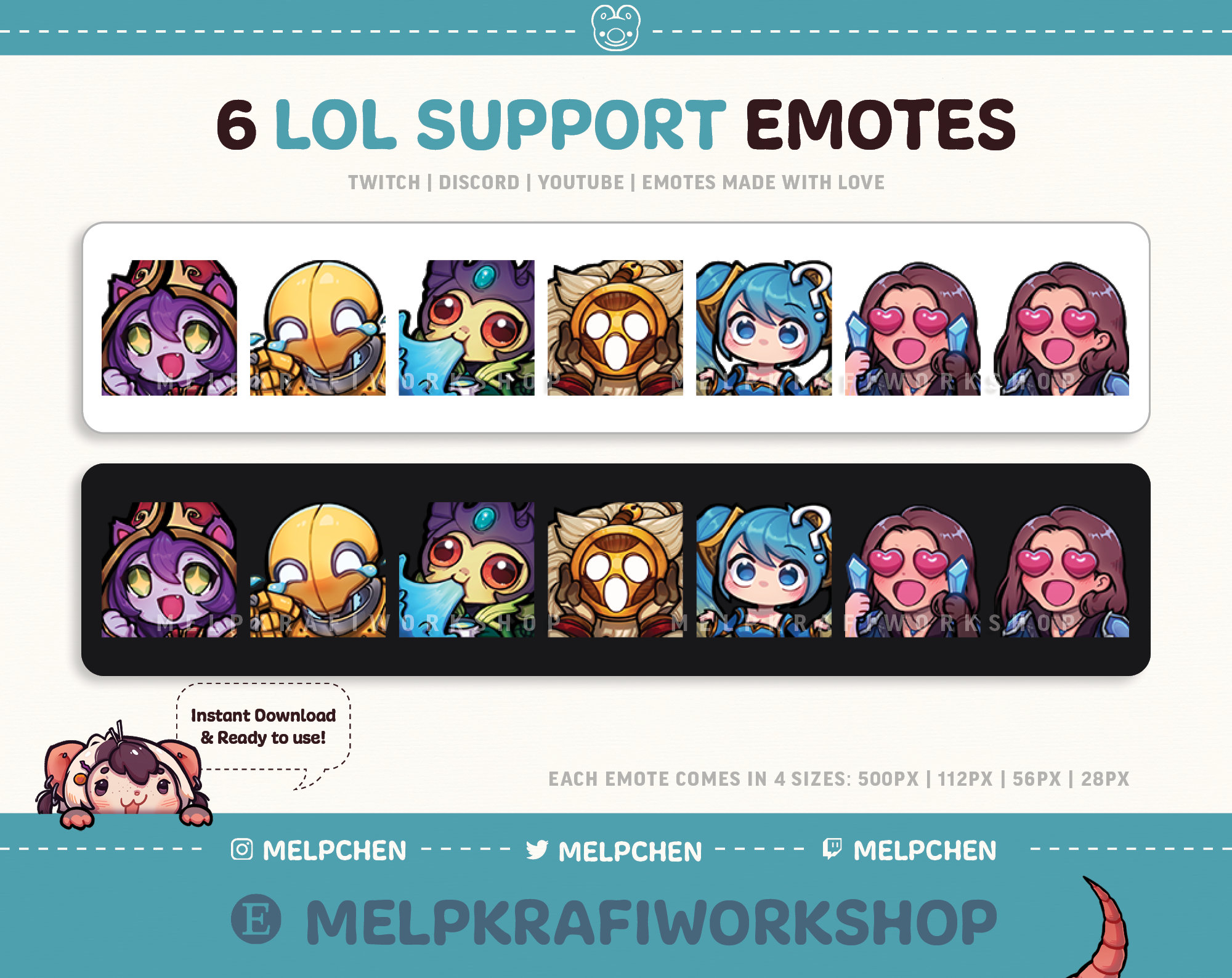 LOL SUPPORT EMOTES (6) | Twitch | Discord | Youtube | Cute League of ...