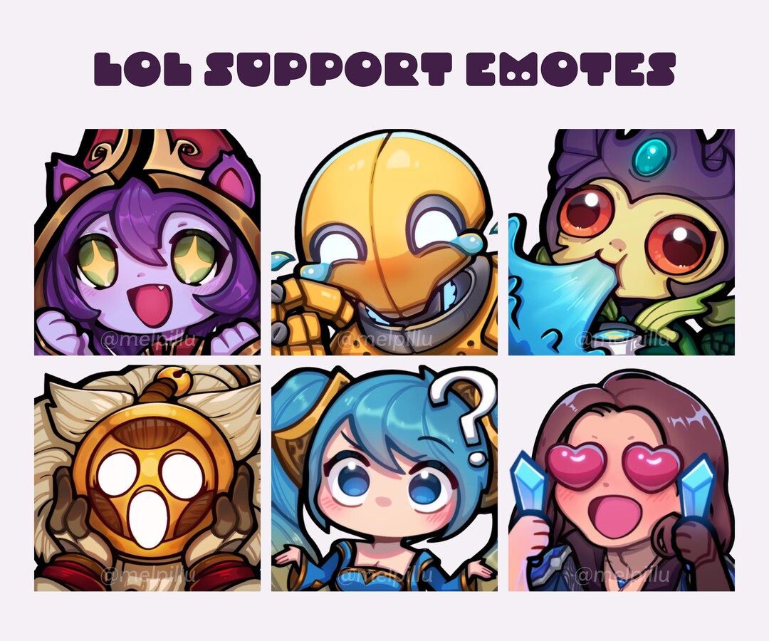 SUPPORT EMOTES 6 Twitch Discord YouTube Cute League of Legends Emote ...