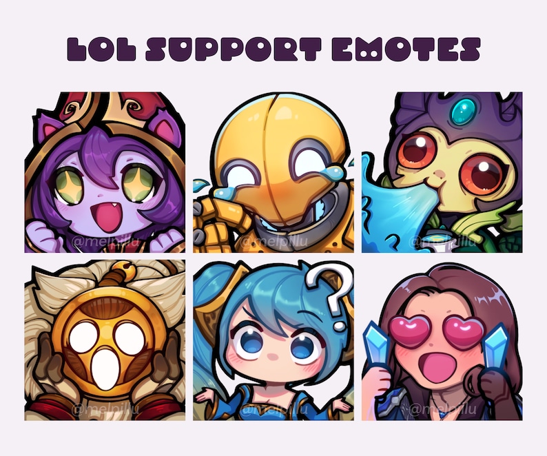 SUPPORT EMOTES 6 Twitch Discord YouTube Cute League of Legends Emote ...