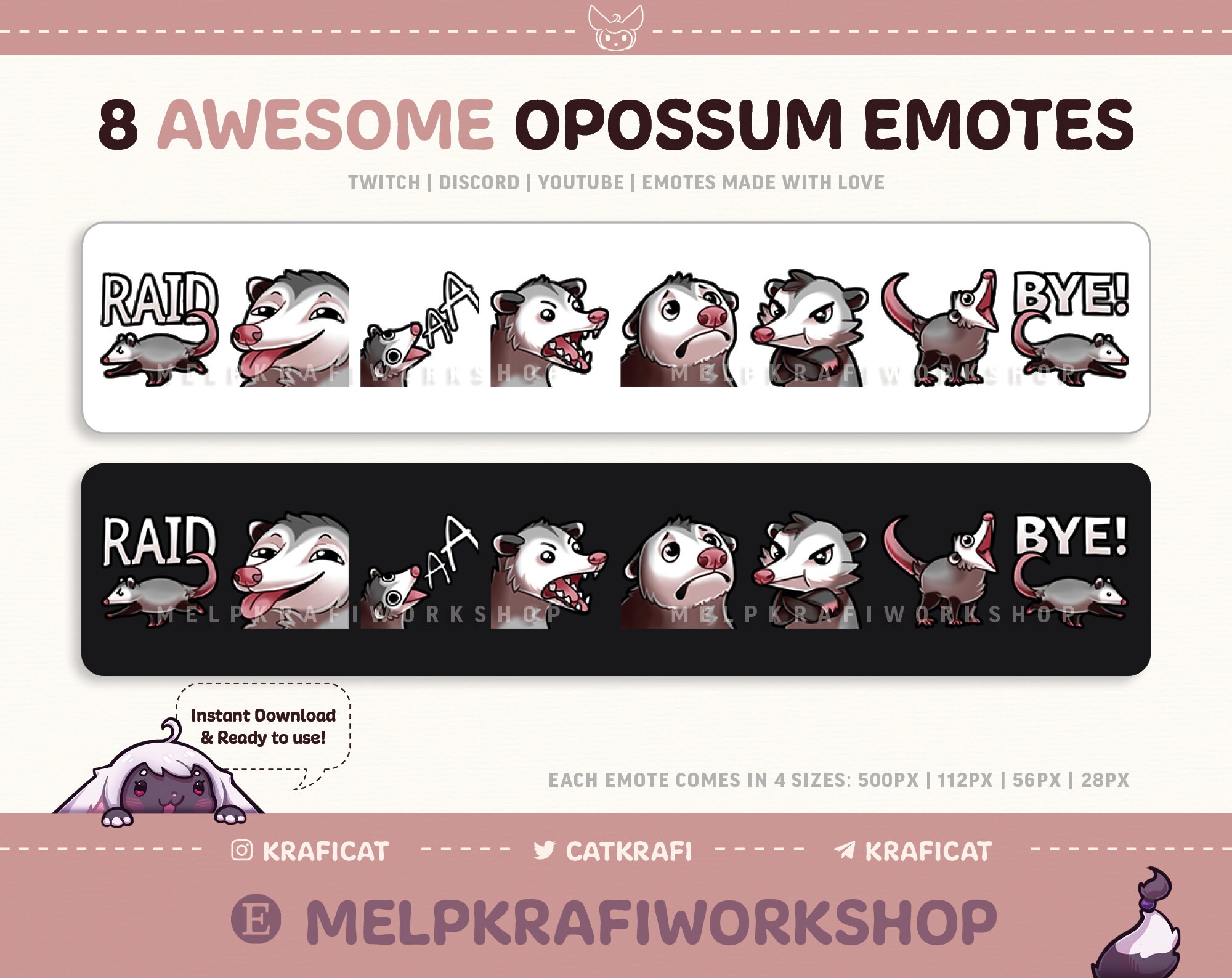 AWESOME OPOSSUM EMOTES 8 Twitch Discord Youtube Awesome Opossum Emote ...