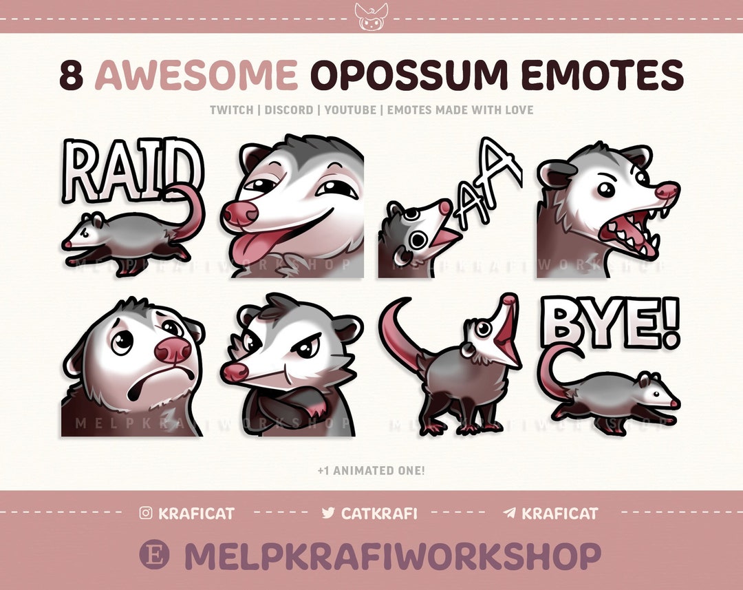 AWESOME OPOSSUM EMOTES (8) | Twitch | Discord | Youtube | Awesome ...
