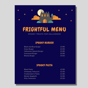 Spooky Halloween Menu Template Download - Etsy