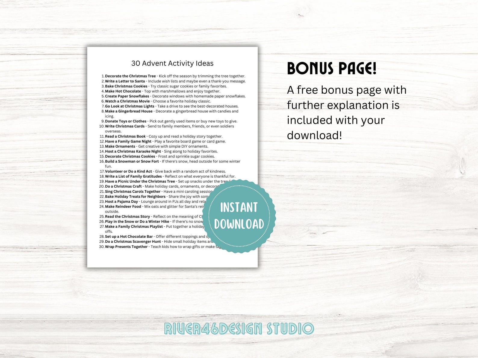 30 Advent Calendar Activity Cards, Christmas Bucket List, Printable ...