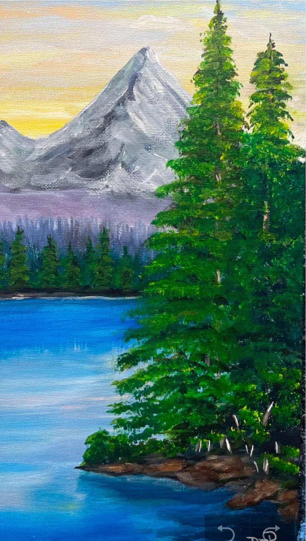 Acrylic “mountain Lake” Hand Painted - Etsy