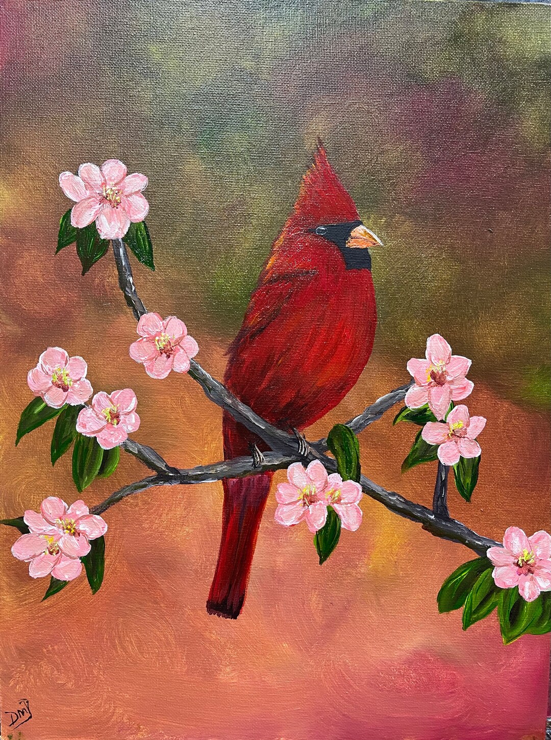 Acrylic Hand Painted “red Cardinal” - Etsy
