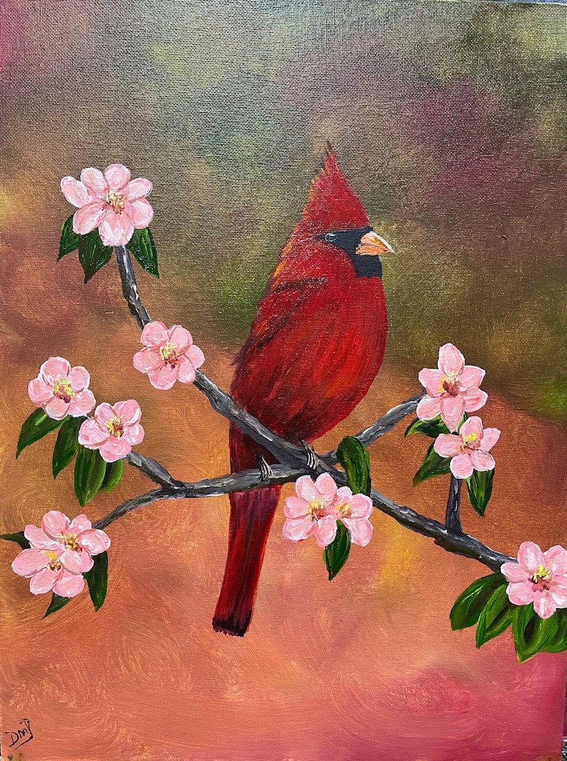 Acrylic Hand Painted “red Cardinal” - Etsy