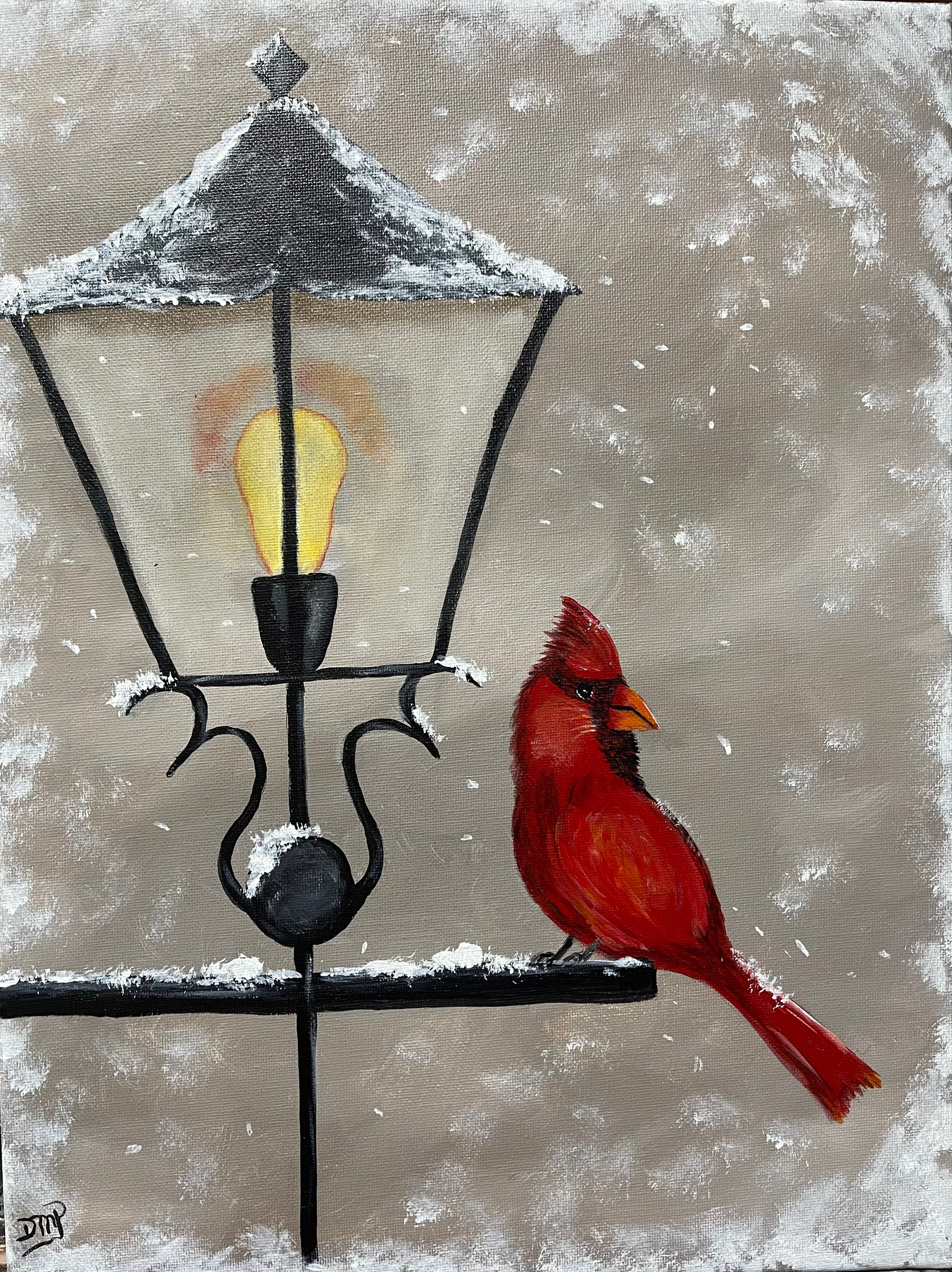 Acrylic Hand Painted “winter Cardinal” - Etsy