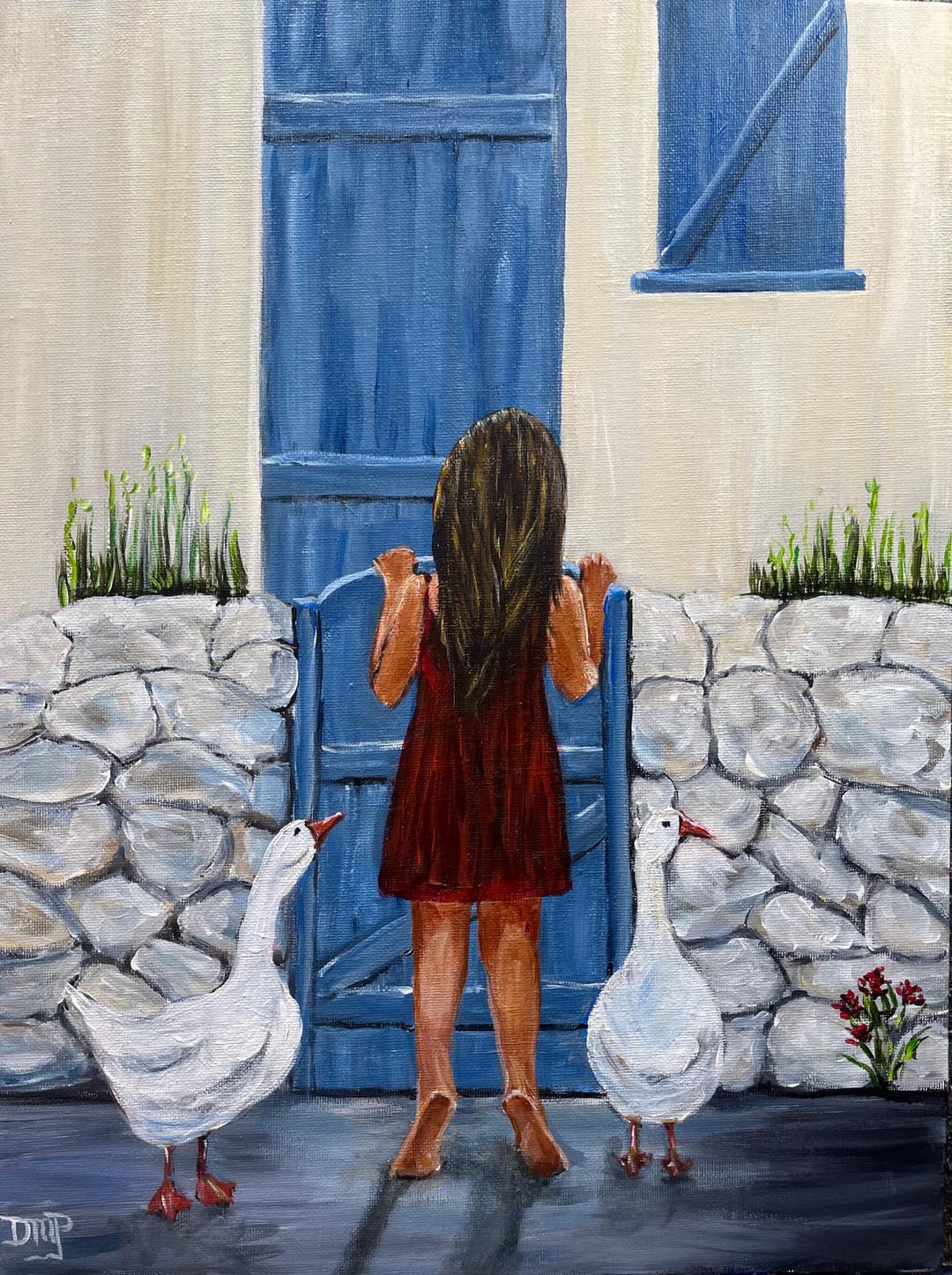 Acrylic “farm Girl” Hand Painted - Etsy