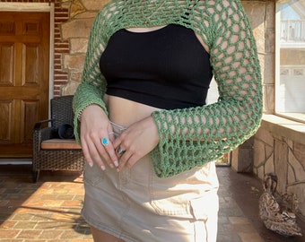 Gray Mesh Crochet Sleeves/shrug- Crochet Bolero - Etsy