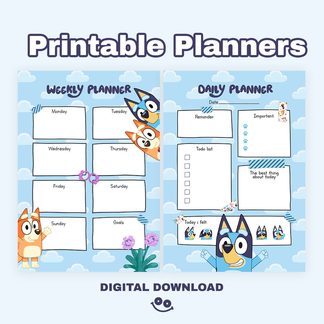 Daily and weekly planner de Bluey & Bingo - Etsy España