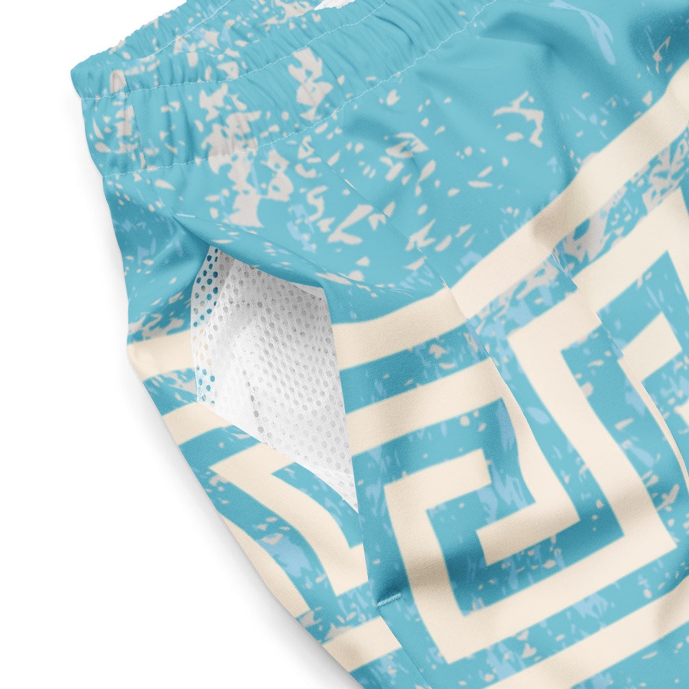 Blue Greek Key Men's Swim Trunks - Etsy