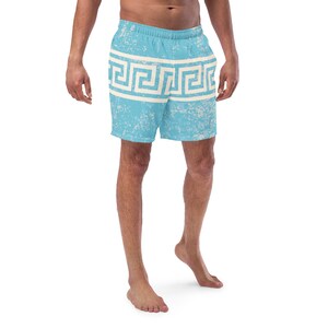 Blue Greek Key Men's Swim Trunks - Etsy
