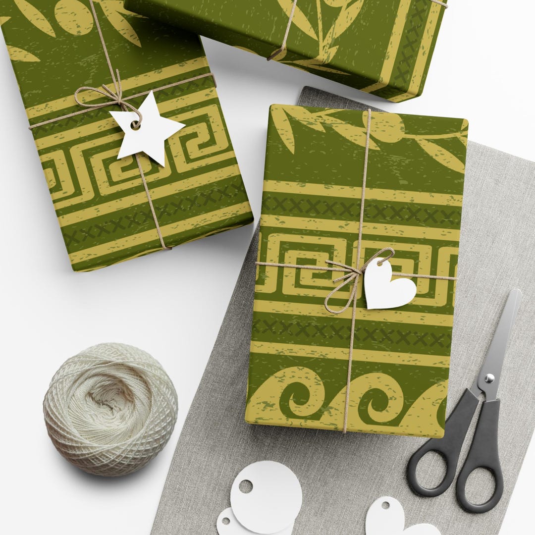 Ancient Greek Key and Olive Design Deluxe Wrapping Paper (3 Sizes ...