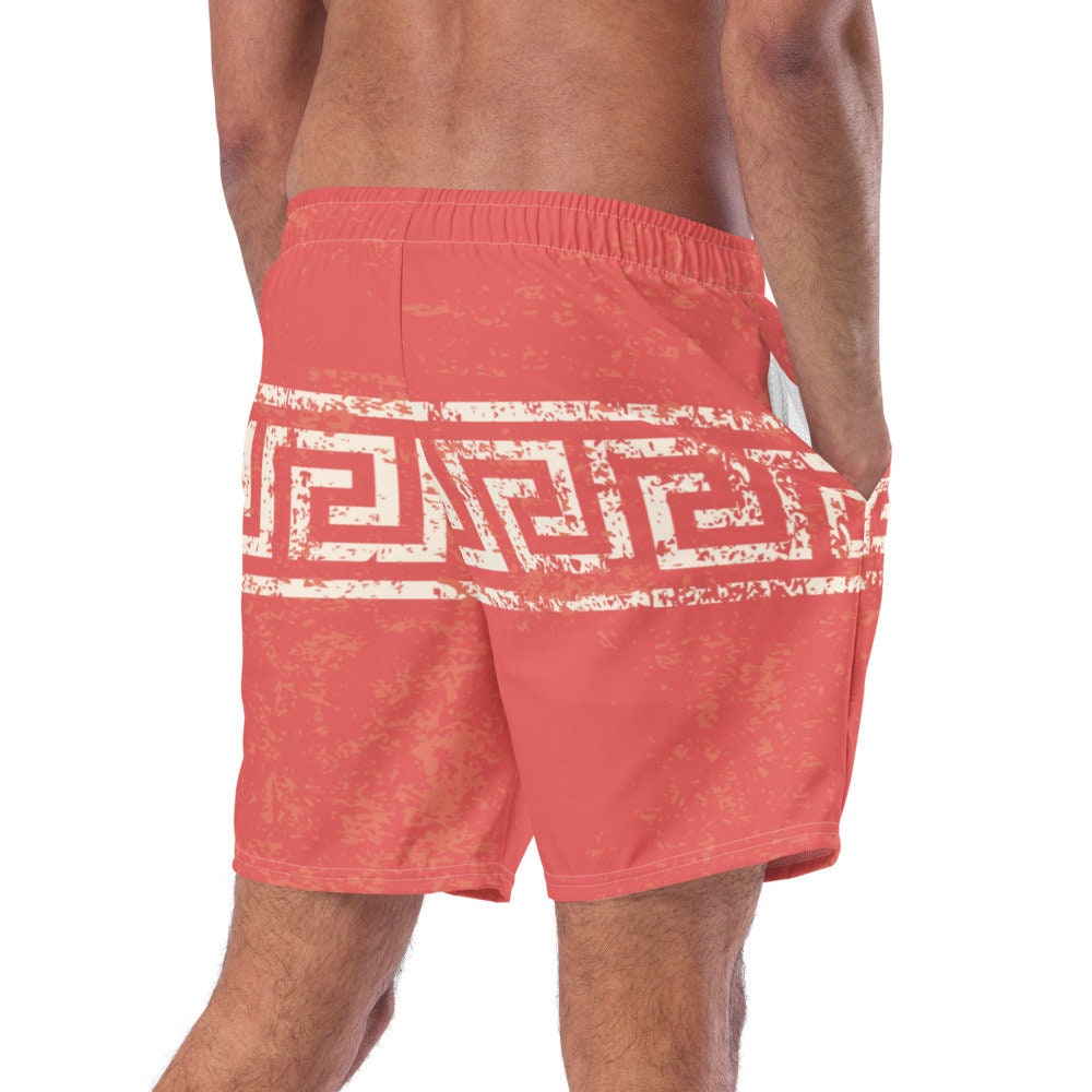 Red Greek Key Men's Swim Trunks - Etsy