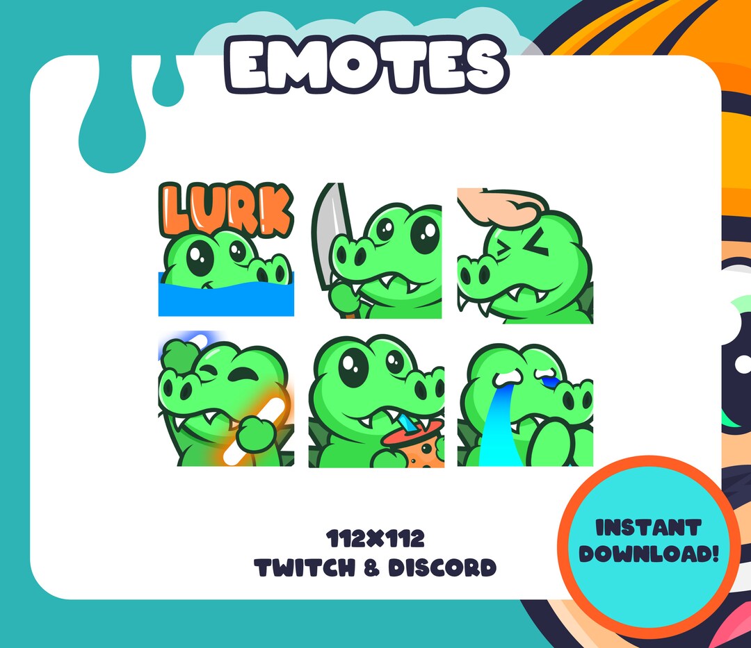 6x Cute Gator Static Emotes | Twitch, Discord, Youtube, Tiktok ...