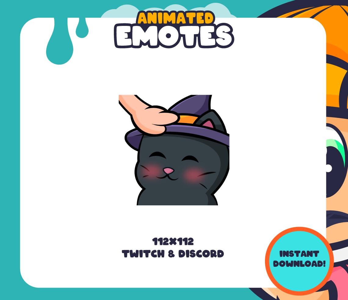 Pat Witchy Kitty animated Emote Twitch, Discord, Youtube, Tiktok ...