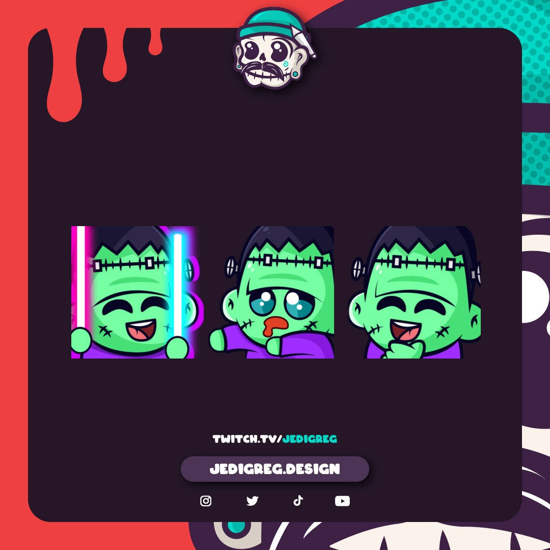 Frankenstein Fred Halloween Animated Emotes SET | for Twitch, Discord ...