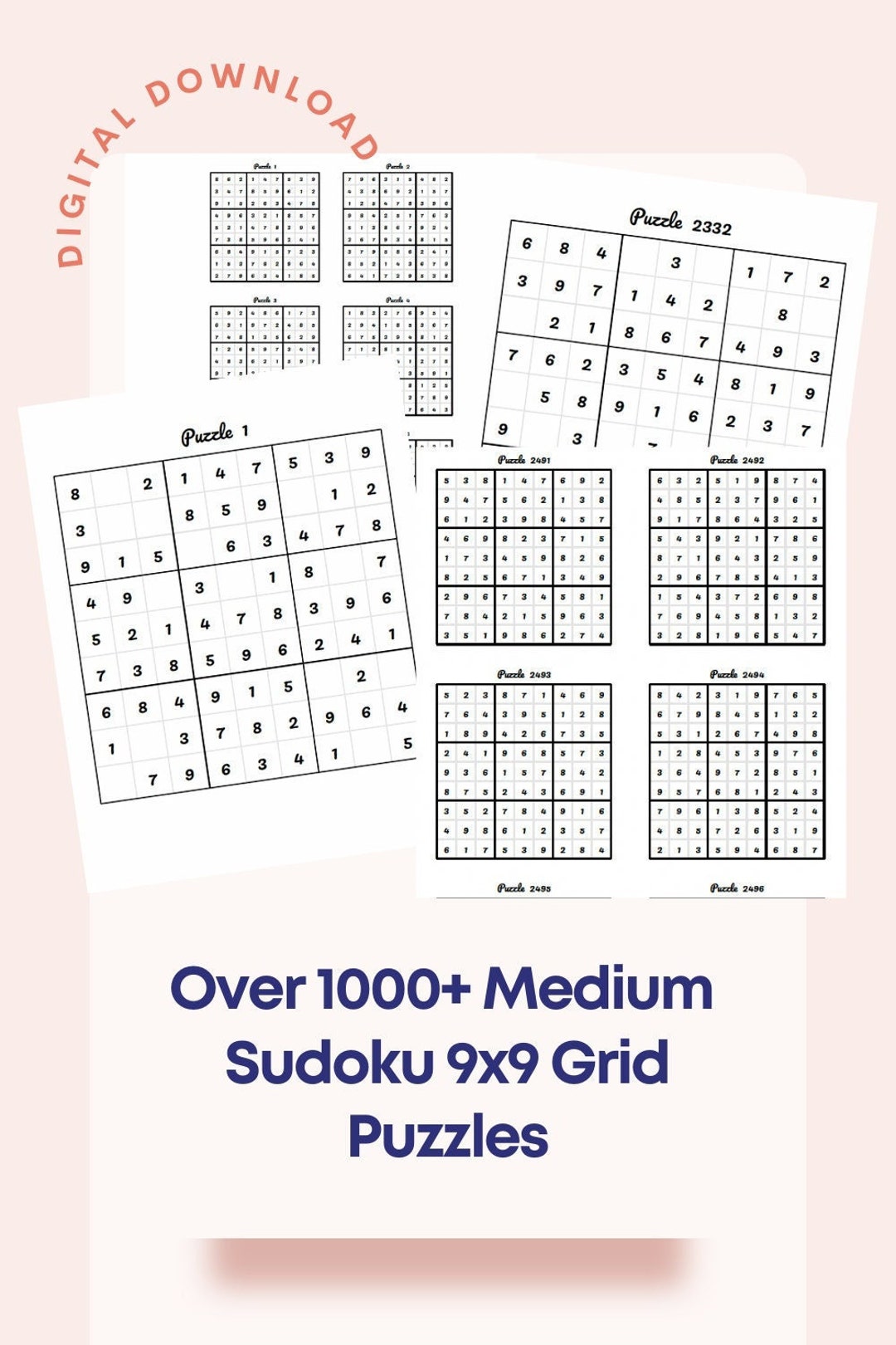 Downloadable and Printable 2500 9x9 Sudoku Puzzles (2500 Medium Level ...