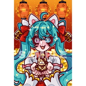 Maneki Miku Hatsune Art Print - Etsy