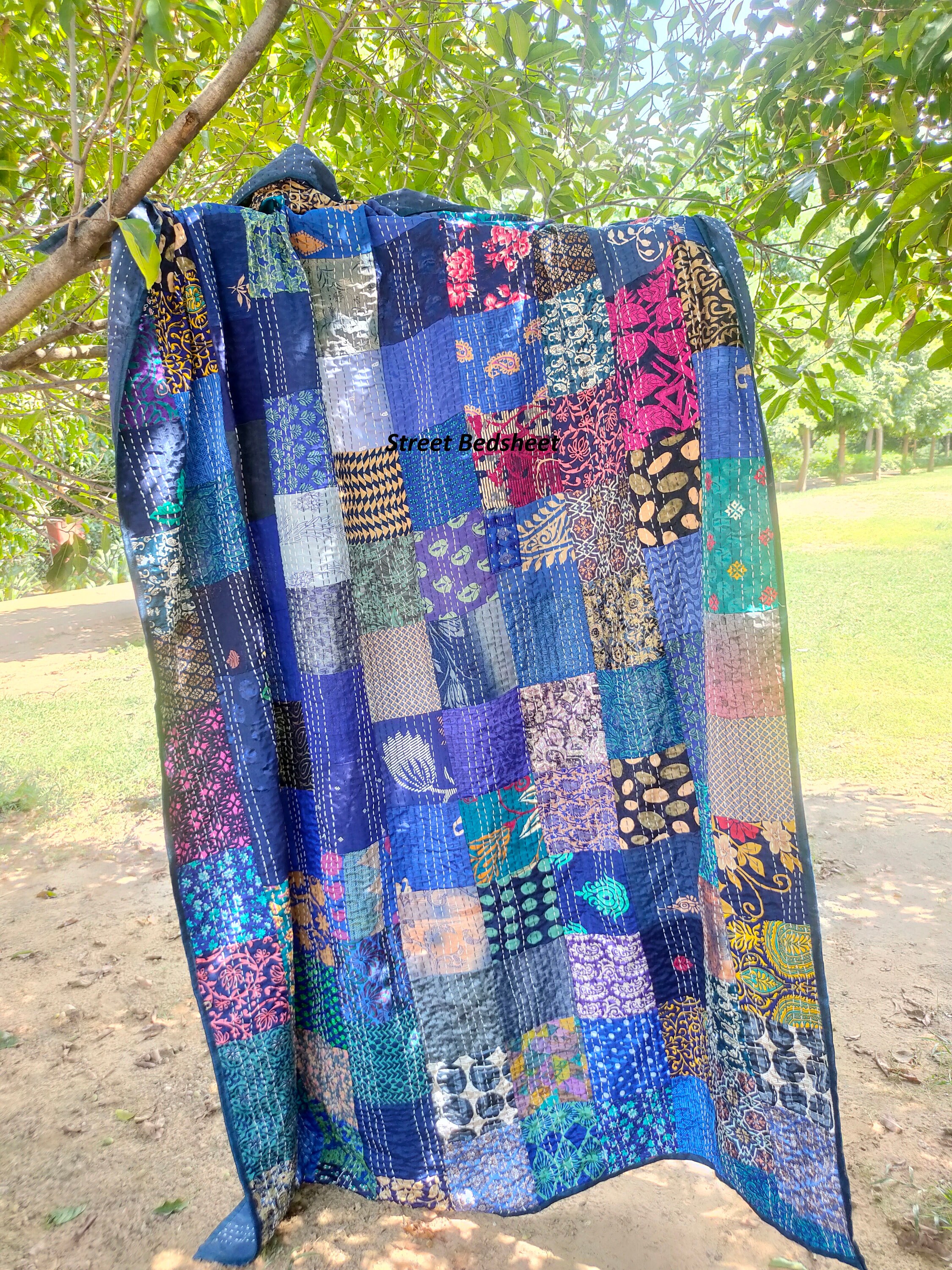 Bohemian Patchwork Quilt Kantha Quilt Handmade Vintage Quilts Boho King ...