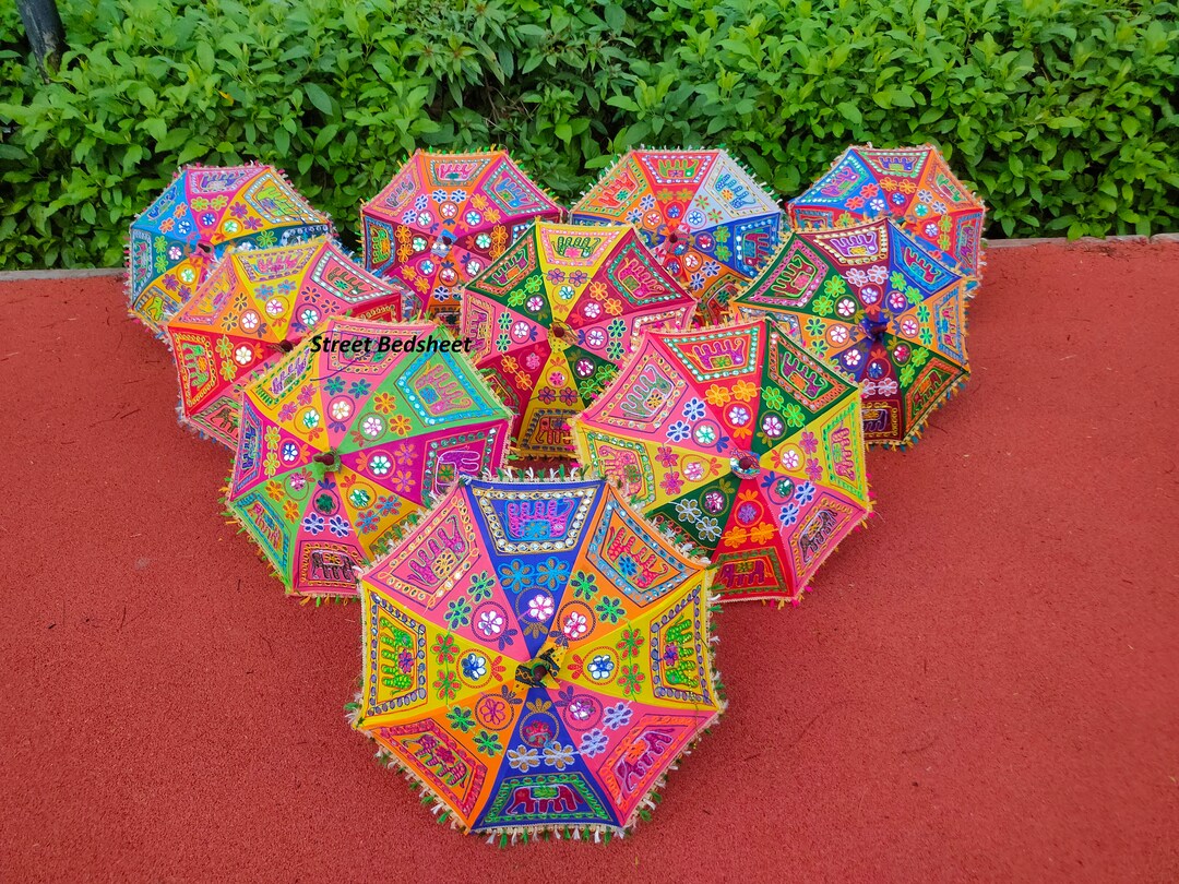 Handmade Elephant Design Indian Umbrella | Boho Wedding Parasol, Patio ...