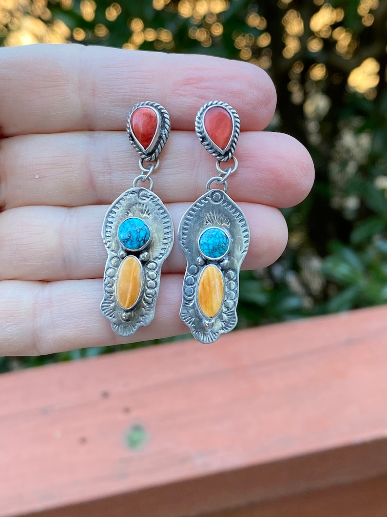 Vintage Navajo Turquoise Red Jasper and Orange Spiny Oyster - Etsy