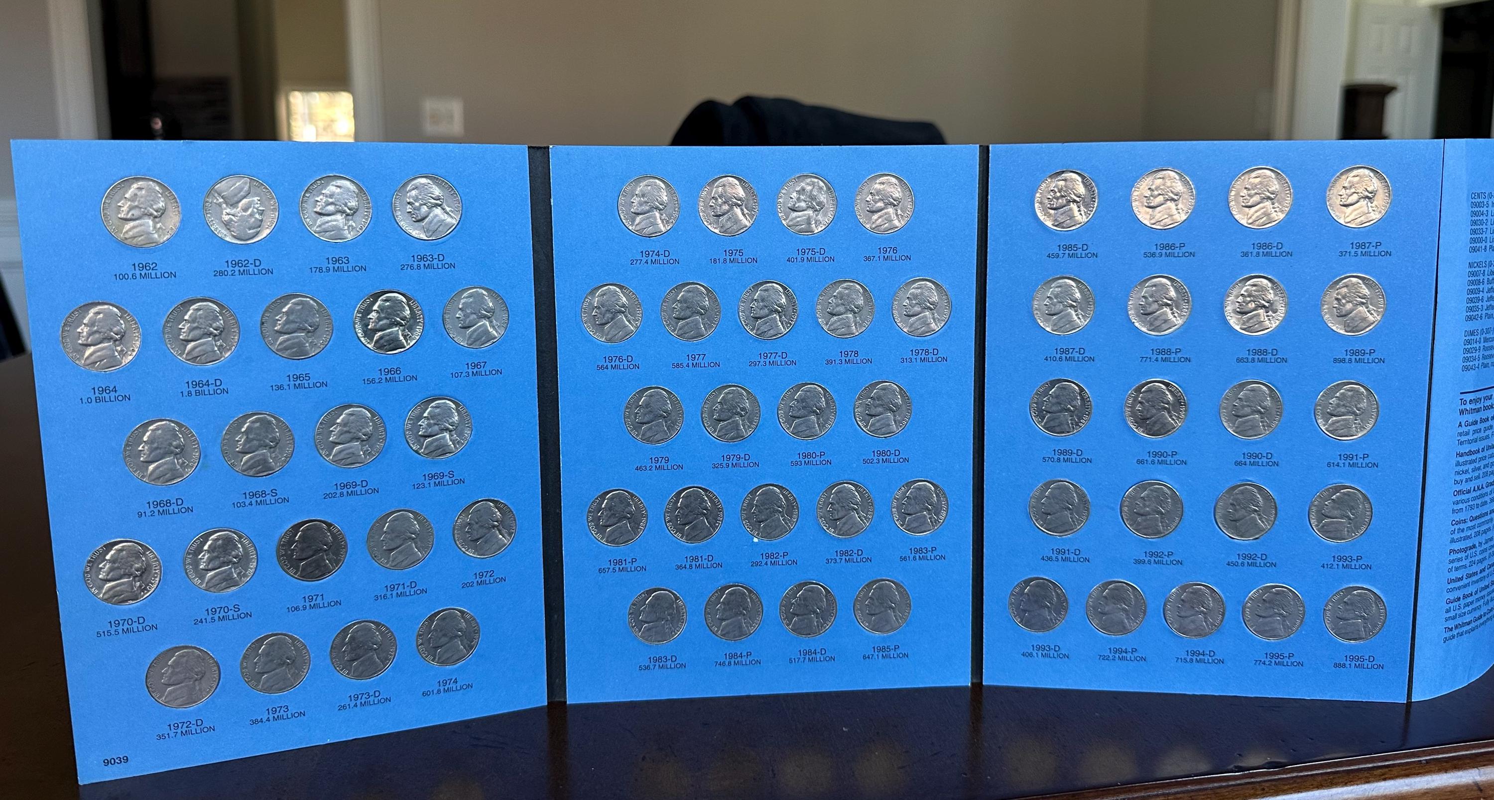 1962-1995 Jefferson Nickels Collection in Official Whitman Coin Folder ...