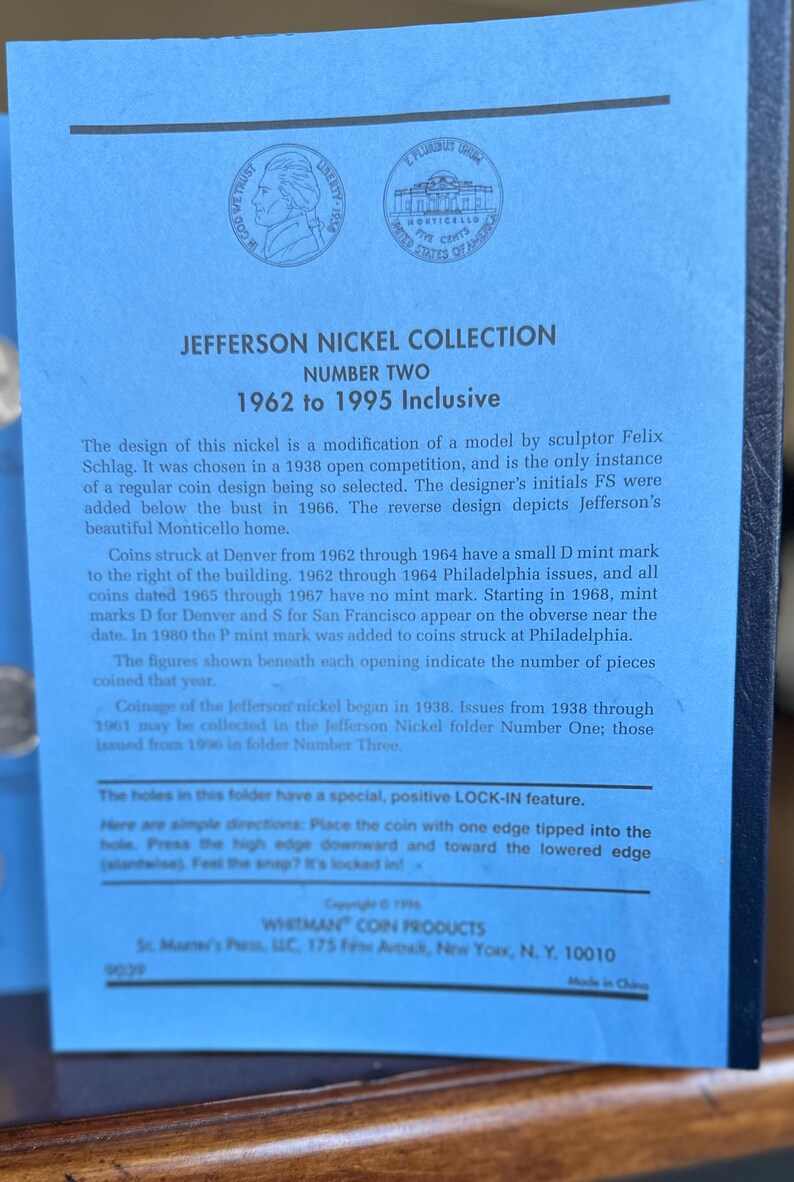1962-1995 Jefferson Nickels Collection in Official Whitman Coin Folder ...