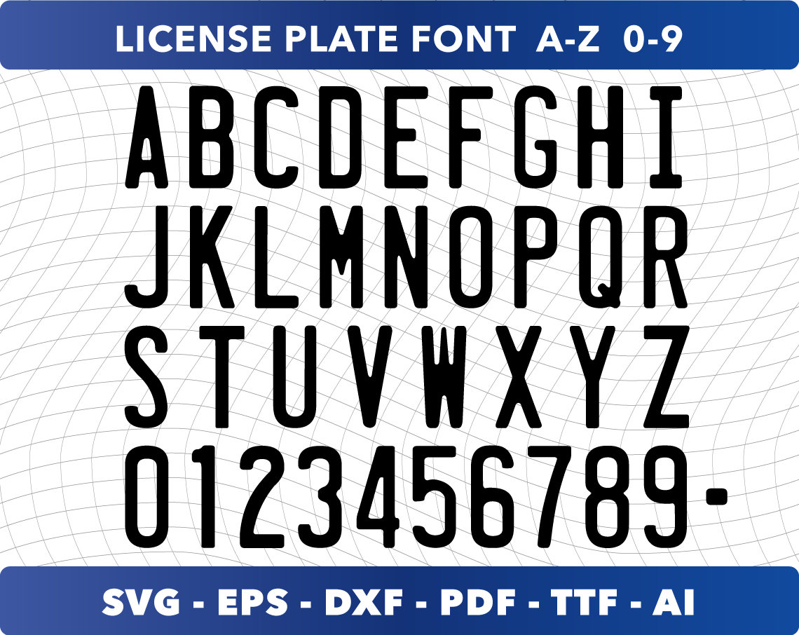License Plate Font Svg Ttf Alphabet Letters License Plate Letter FONT ...