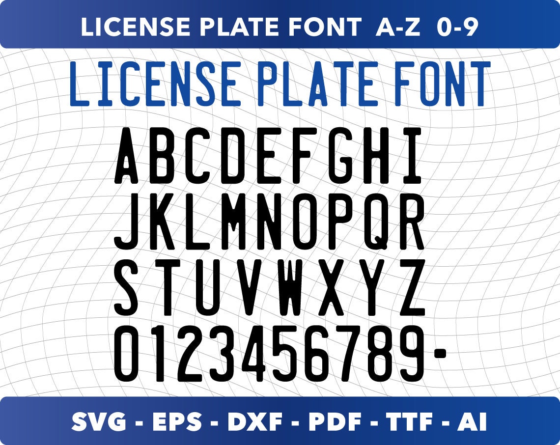 License Plate Font Svg Ttf Alphabet Letters License Plate Letter FONT ...